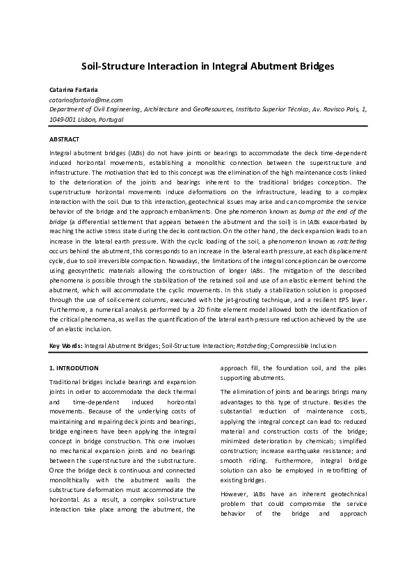 (PDF) Soil-Structure Interaction in Integral Abutment Bridges