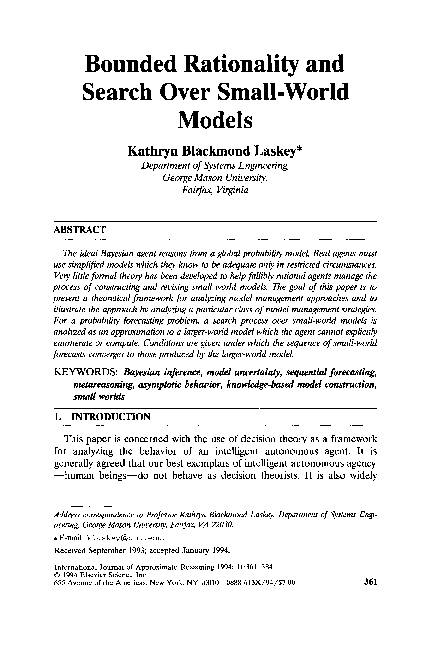 (PDF) Bounded rationality and search over small-world models