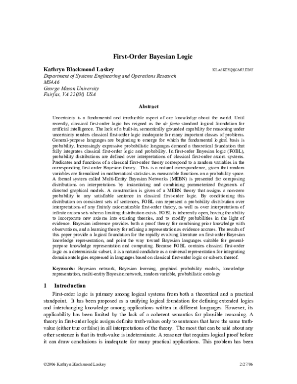 (PDF) First-order Bayesian logic