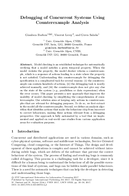 (PDF) Debugging of Concurrent Systems Using Counterexample Analysis