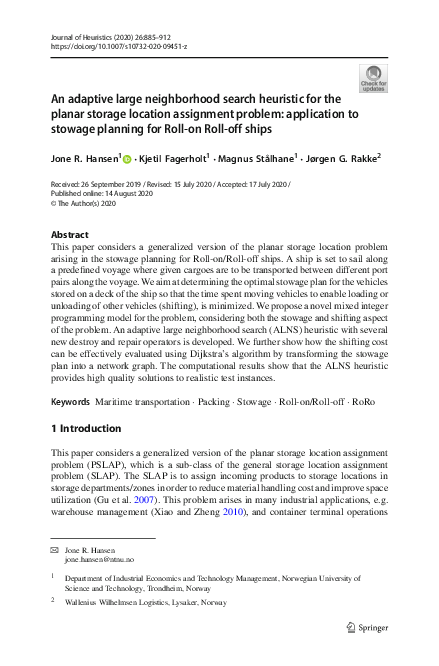 (PDF) An Adaptive Large Neighborhood Search Heuristic for Jointly Solving Storage Location ...