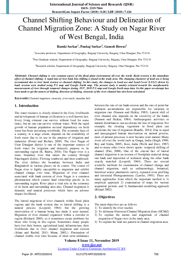 (PDF) Channel Shifting Behaviour and Delineation of Channel Migration ...