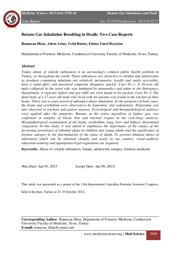 (PDF) Butane Gas Inhalation Resulting in Death: Two Case Reports