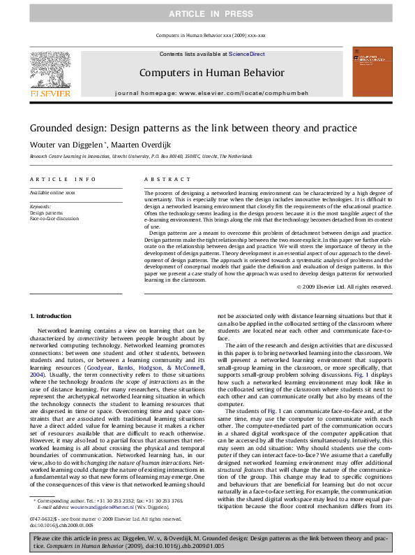 (PDF) Grounded design: Design patterns as the link between theory and ...