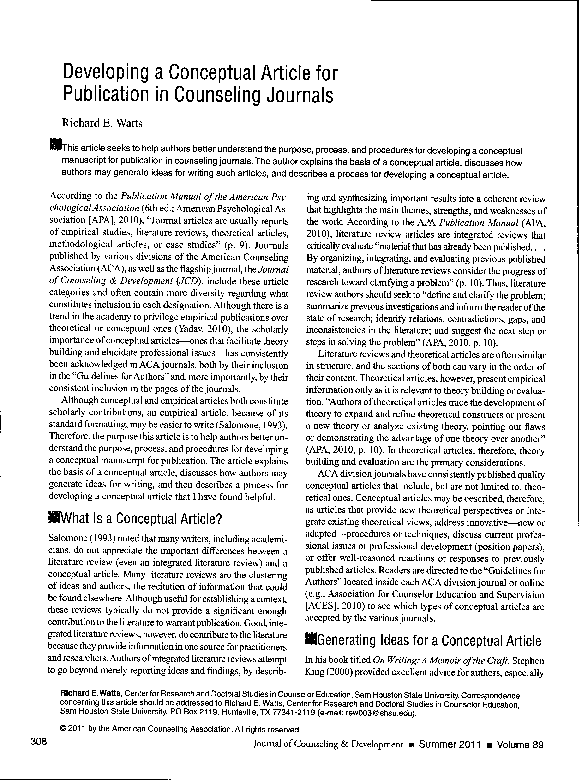 (PDF) Developing a Conceptual Article for Publication in Counseling ...