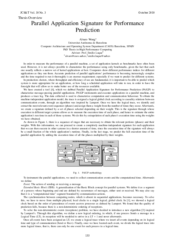 (PDF) Parallel Application Signature for Performance Prediction | E. Fadón - Academia.edu