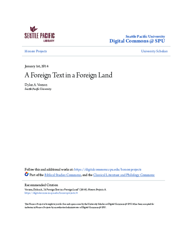 (PDF) A Foreign Text in a Foreign Land