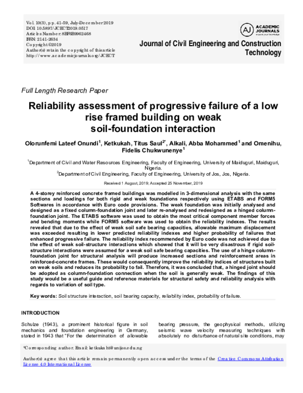 (PDF) Reliability assessment of progressive failure of a low rise ...