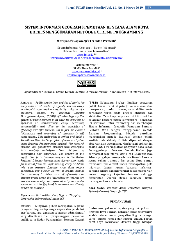 (PDF) Sistem Informasi Geografis Pemetaan Bencana Alam Kota Brebes ...