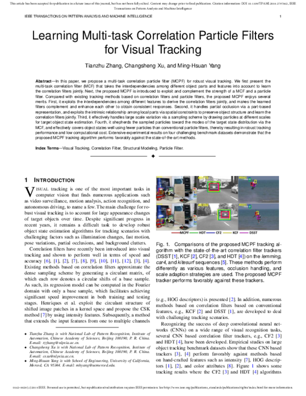 Pdf Learning Multi Task Correlation Particle Filters For Visual Tracking Ming Hsuan Yang