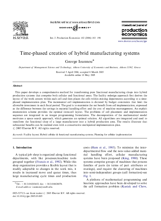 (PDF) Time-phased creation of hybrid manufacturing systems
