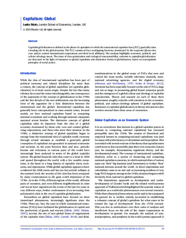 (PDF) Capitalism: Global