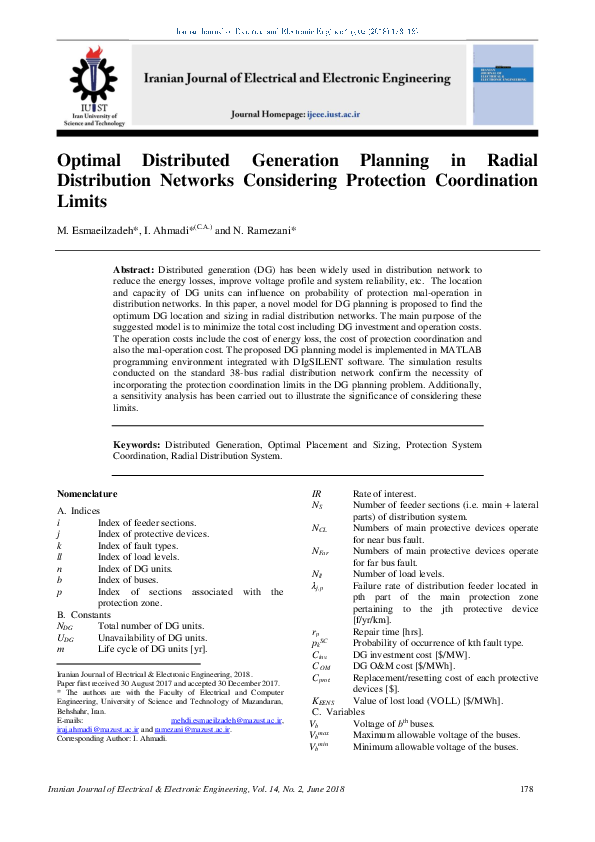 (PDF) Optimal Distributed Generation Planning in Radial Distribution Networks Considering ...