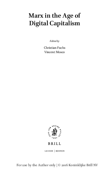 (PDF) Marx in the Age of Digital Capitalism