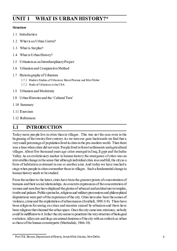 (PDF) Unit-1 What is Urban History