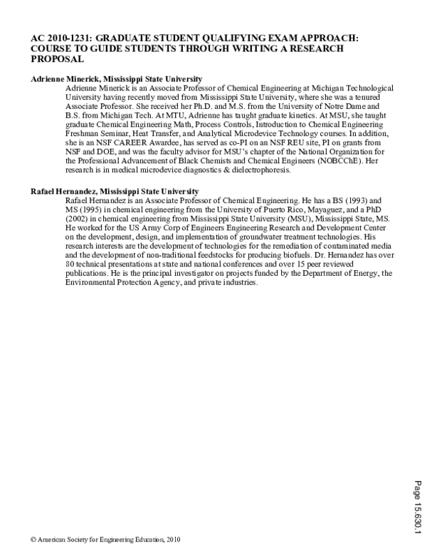 (PDF) Graduate Student Qualifying Exam Approach: Course To Guide ...