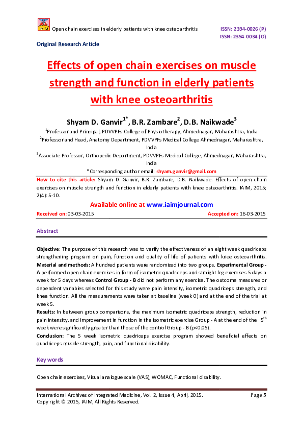 (PDF) Effects of open chain exercises on muscle strength and function ...