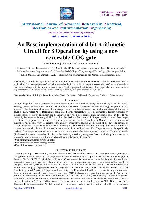 (PDF) An Ease implementation of 4-bit ArithmeticCircuit for 8 Operation ...