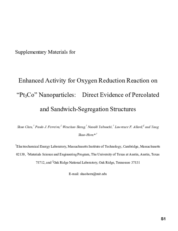 (PDF) Enhanced Activity for Oxygen Reduction Reaction on “Pt 3 Co ...