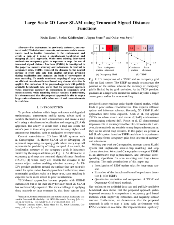 (PDF) Large Scale 2D Laser SLAM using Truncated Signed Distance Functions