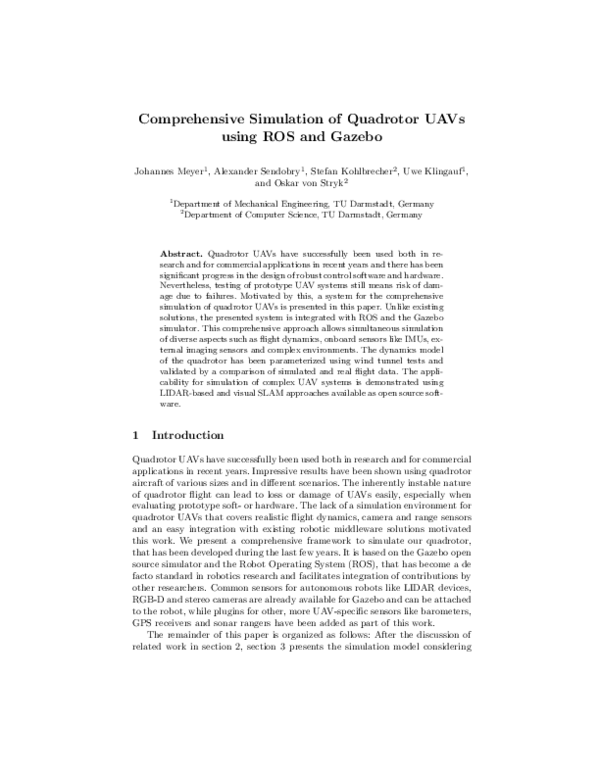 (PDF) Comprehensive simulation of quadrotor UAVs using ROS and gazebo (PDF) Comprehensive simulation of quadrotor UAVs using ROS and gazebo