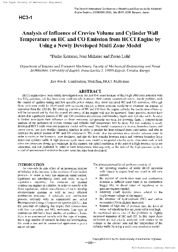 (PDF) HC3-1: Analysis of Influence of Crevice Volume and Cylinder Wall ...