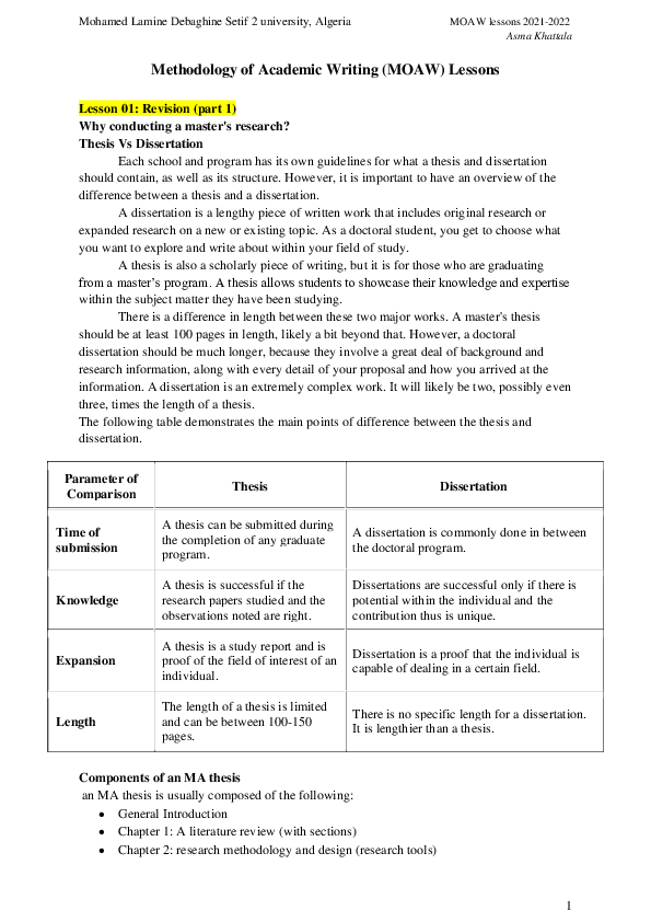 (PDF) Academic Writing lessons for master's students