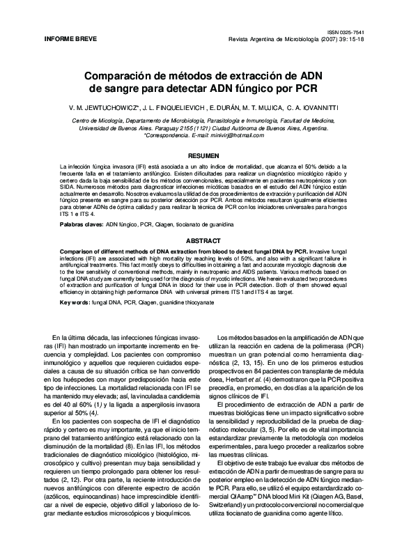 (PDF) Comparison of different methods of DNA extraction from blood to ...