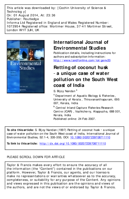 (PDF) Retting of coconut husk ‐ a unique case of water pollution on the ...