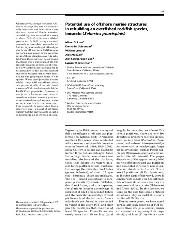 (PDF) Potential use of offshore marine structures in rebuilding an ...
