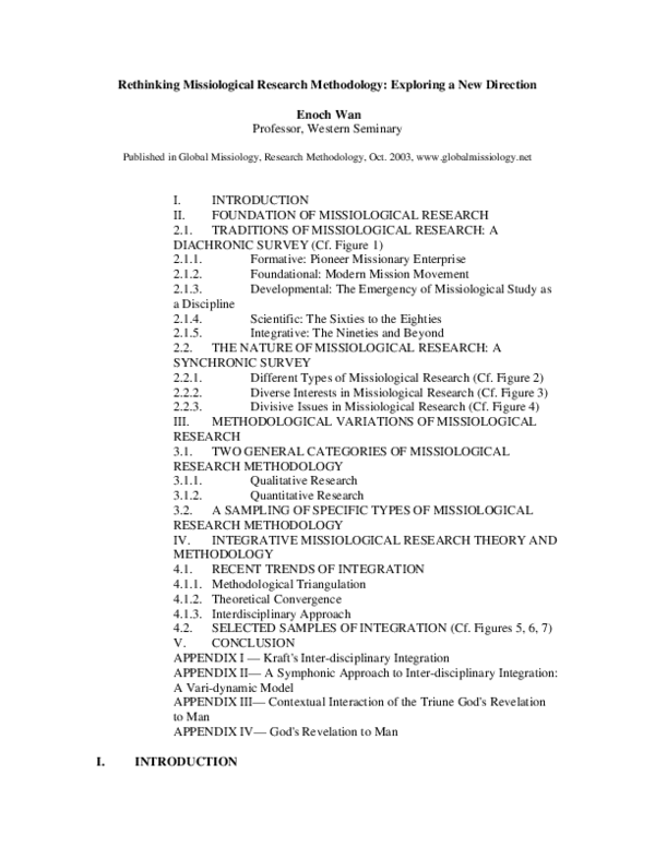(PDF) Rethinking missiological research methodology : exploring a new ...