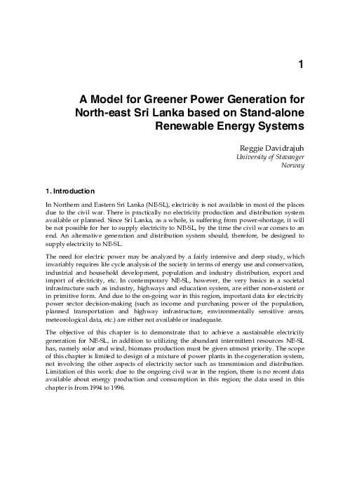 (PDF) A Model for Greener Power Generation for North-East Sri Lanka ...