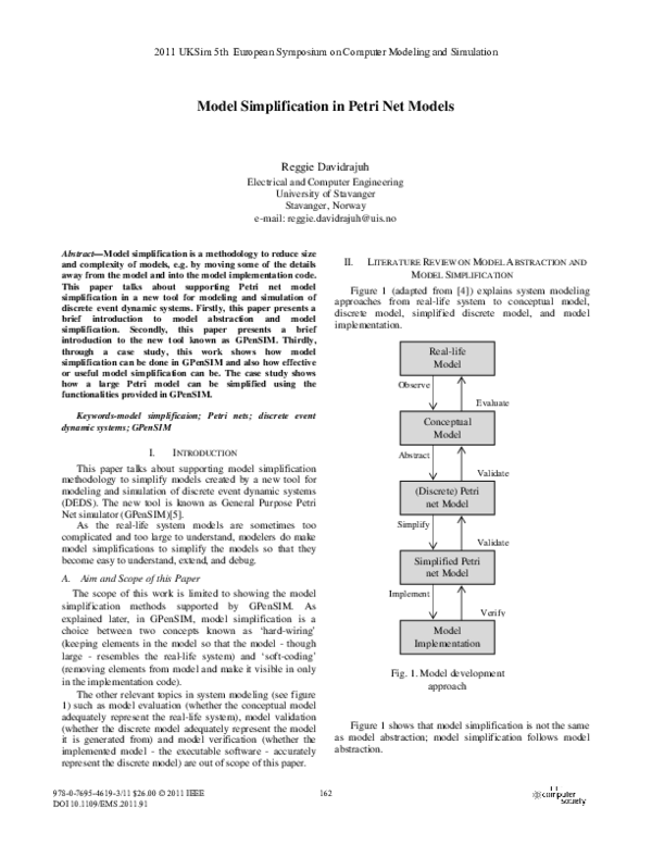 (PDF) Model simplification in Petri net models