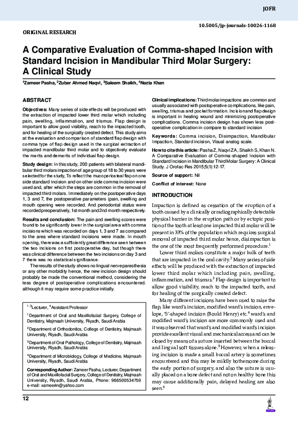 (PDF) A Comparative Evaluation of Comma-shaped Incision with Standard ...