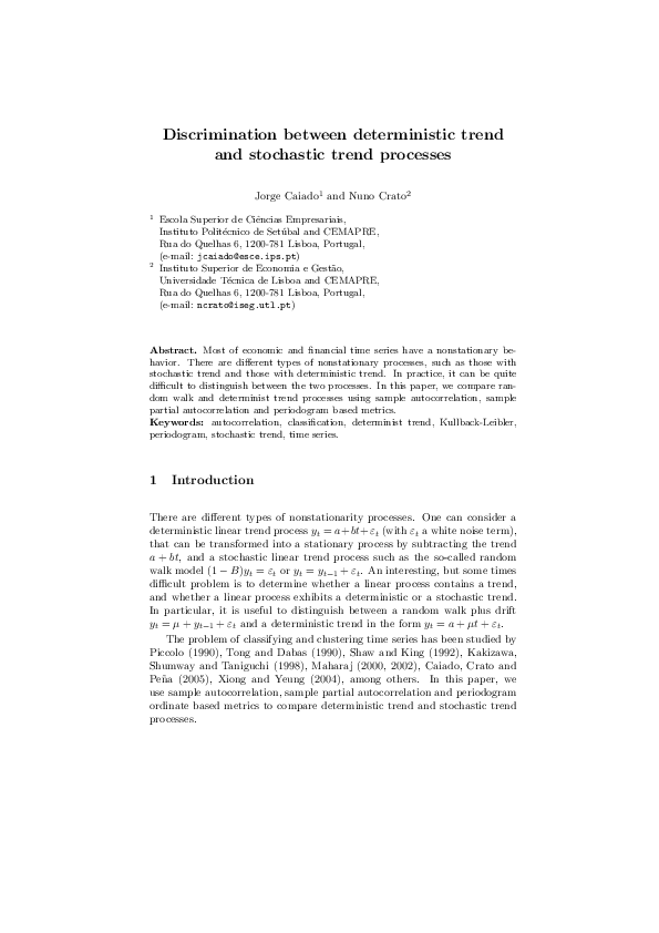 (PDF) Discrimination between deterministic trend and stochastic trend ...