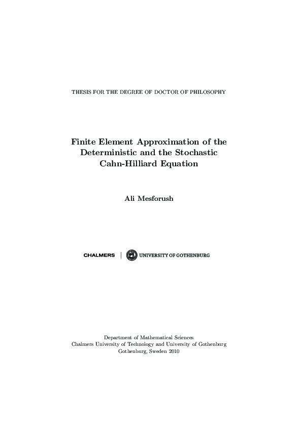 Pdf Finite Element Approximation Of The Deterministic And The