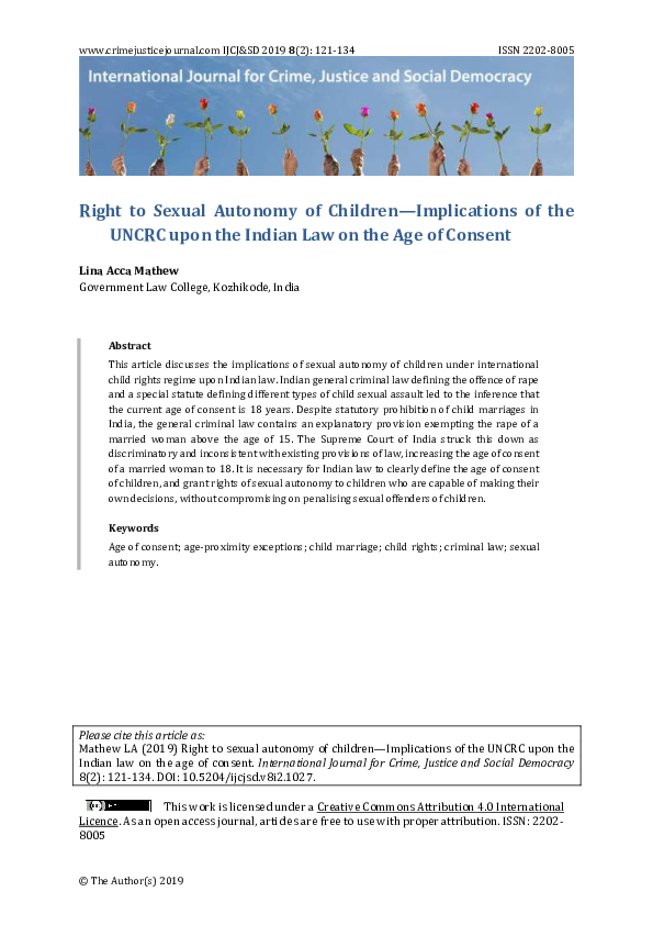 (PDF) Right to Sexual Autonomy of Children—Implications of the UNCRC ...