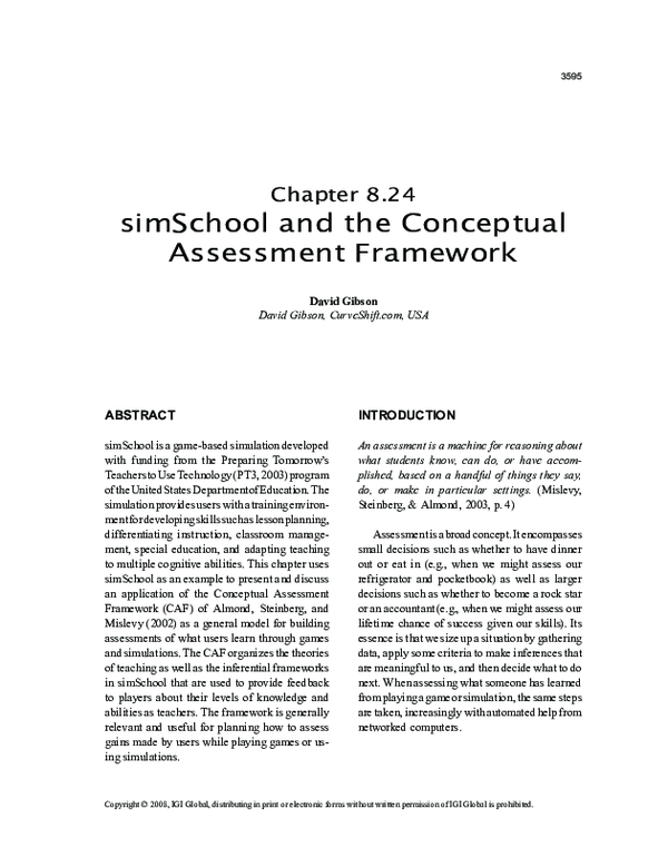 (PDF) simSchool and the conceptual assessment framework