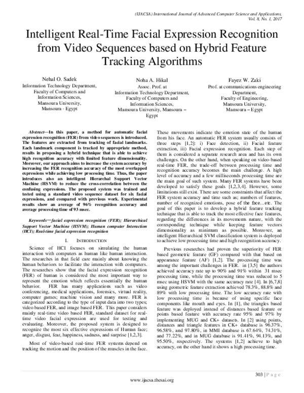 (PDF) Intelligent Real-Time Facial Expression Recognition from Video Sequences based on Hybrid ...