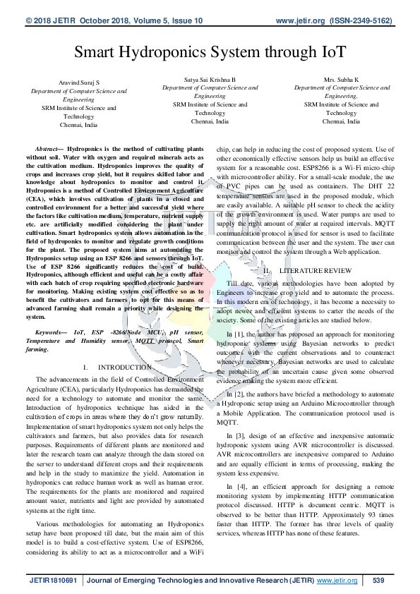 (PDF) Smart Hydroponics System through IoT