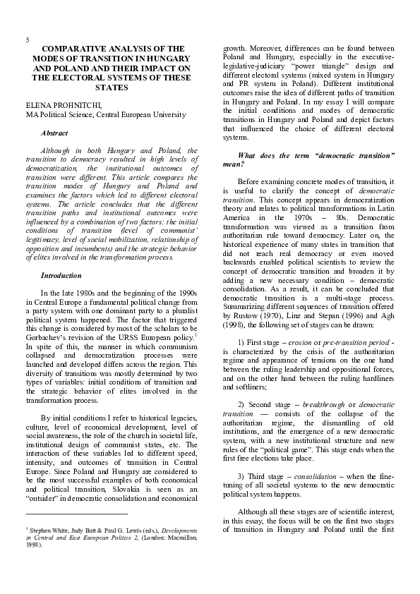 (PDF) Comparative Analysis of the Modes of Transition in Hungary and ...