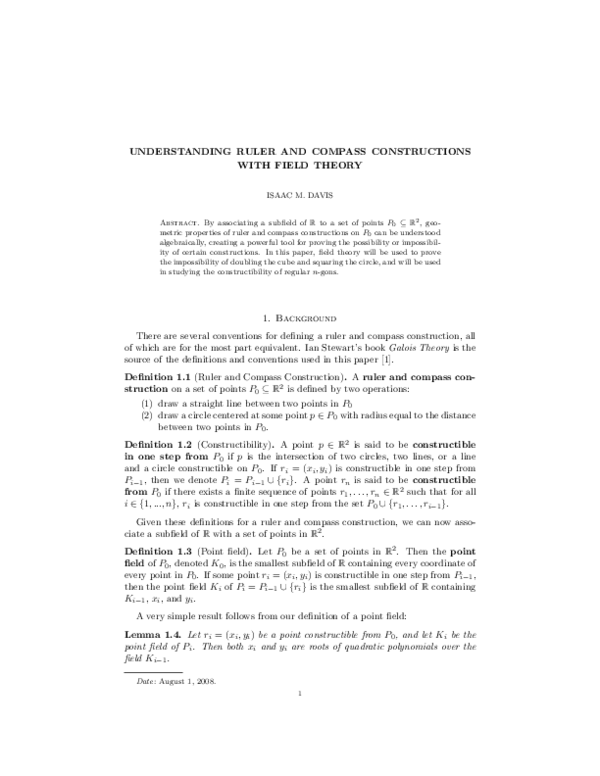 (PDF) Understanding Ruler and Compass Constructions with Field Theory