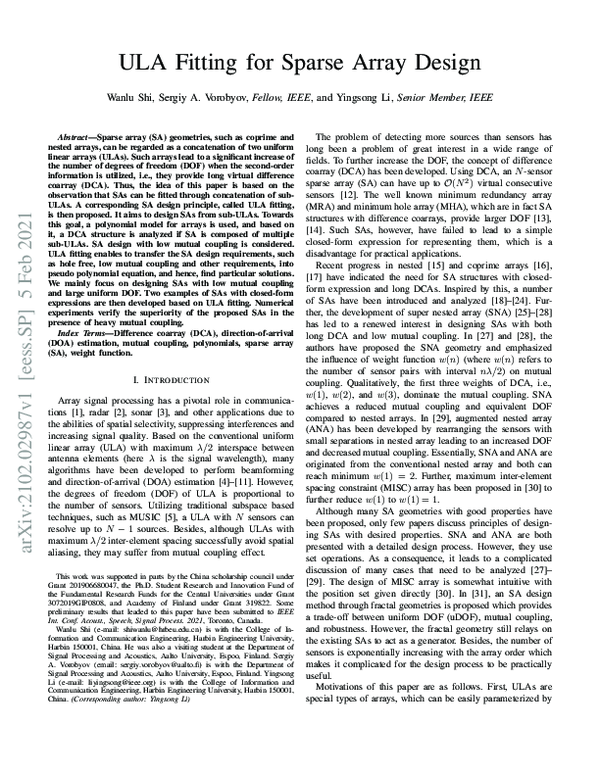 Pdf Ula Fitting For Sparse Array Design