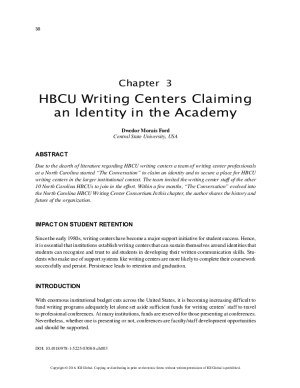 (PDF) HBCU Writing Centers Claiming an Identity in the Academy