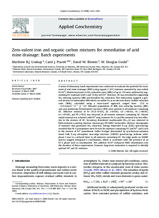 (PDF) Zero-valent iron and organic carbon mixtures for remediation of ...