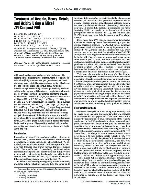 (PDF) Treatment of arsenic, heavy metals, and acidity using a mixed ZVI ...