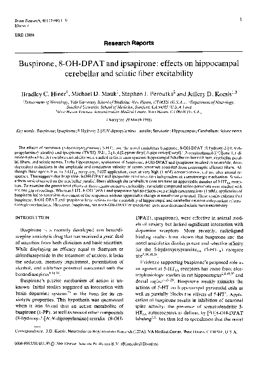 (PDF) Buspirone, 8-OH-DPAT and ipsapirone: effects on hippocampal ...