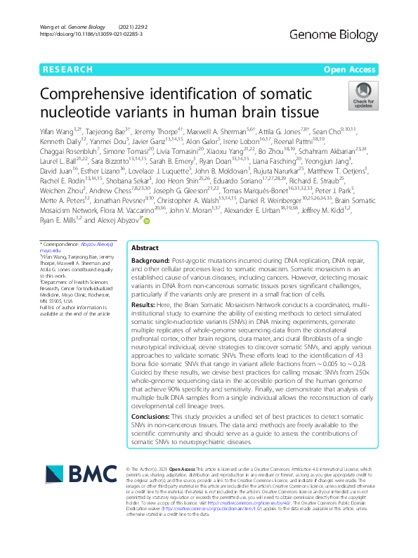 Pdf Comprehensive Identification Of Somatic Nucleotide Variants In