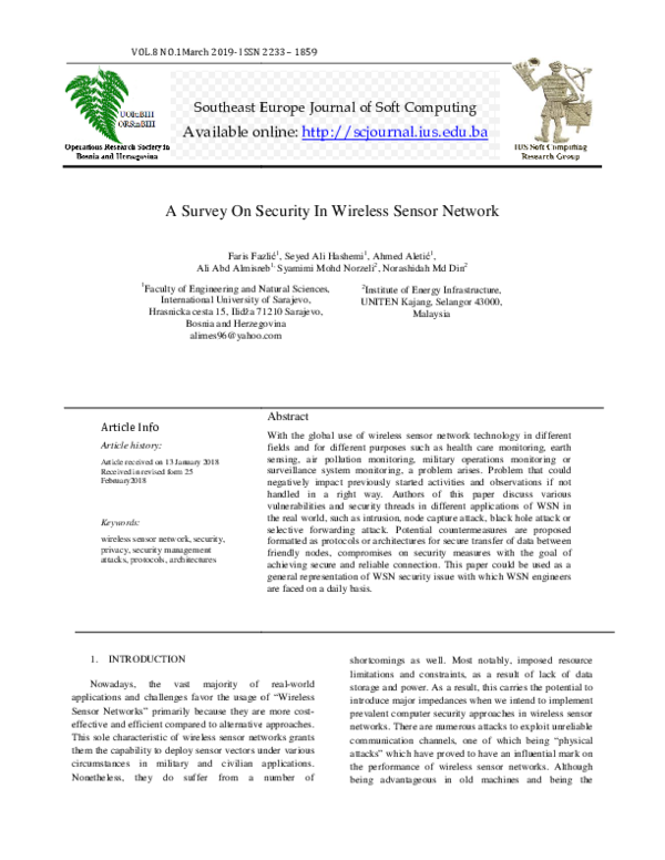 (PDF) A Survey On Security In Wireless Sensor Network
