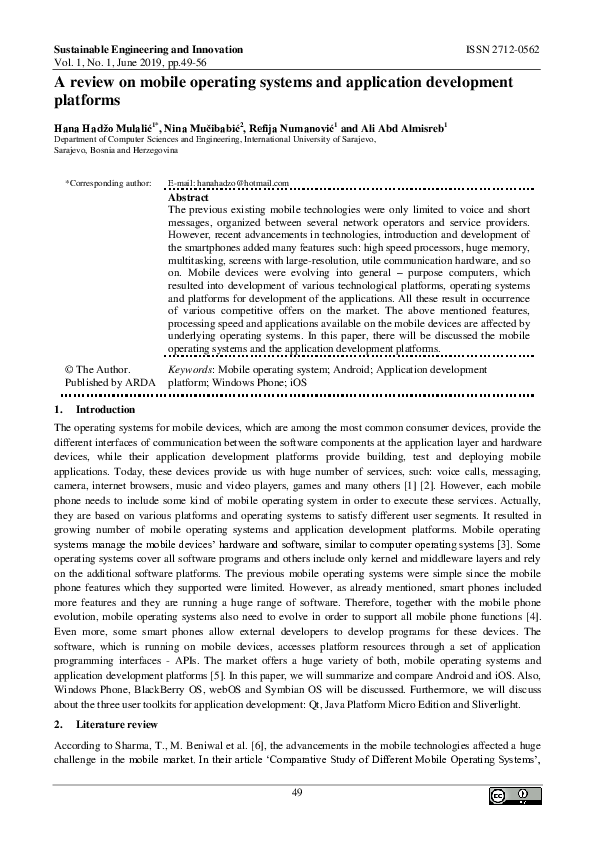 (PDF) A review on mobile operating systems and application development platforms